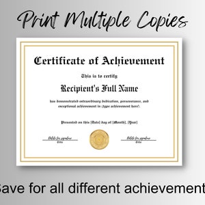 Certificate of Achievement Professional Template | Gold Border ...