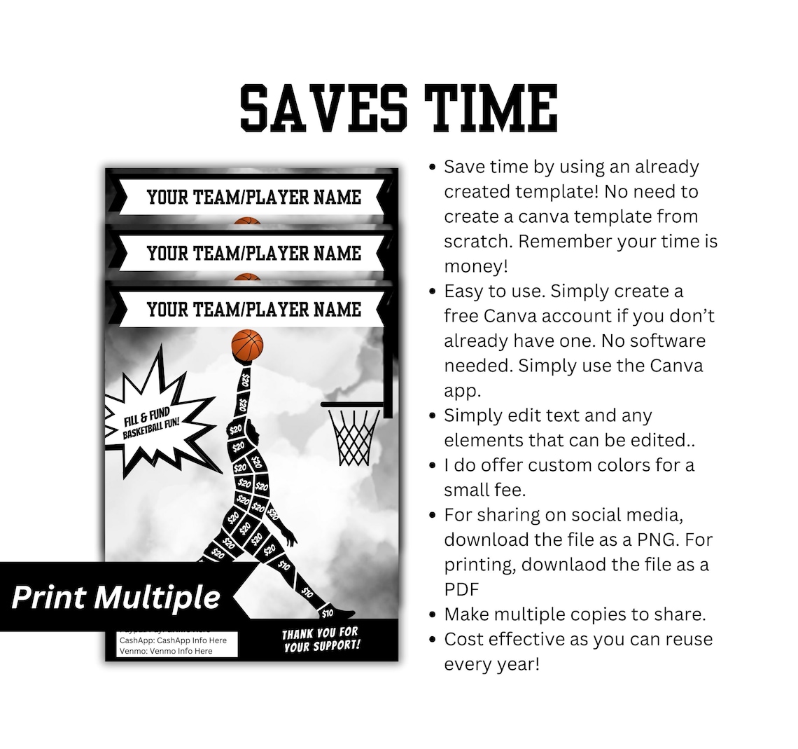EDITABLE BASKETBALL Fill in Fundraiser Template | Basketball Fill ...
