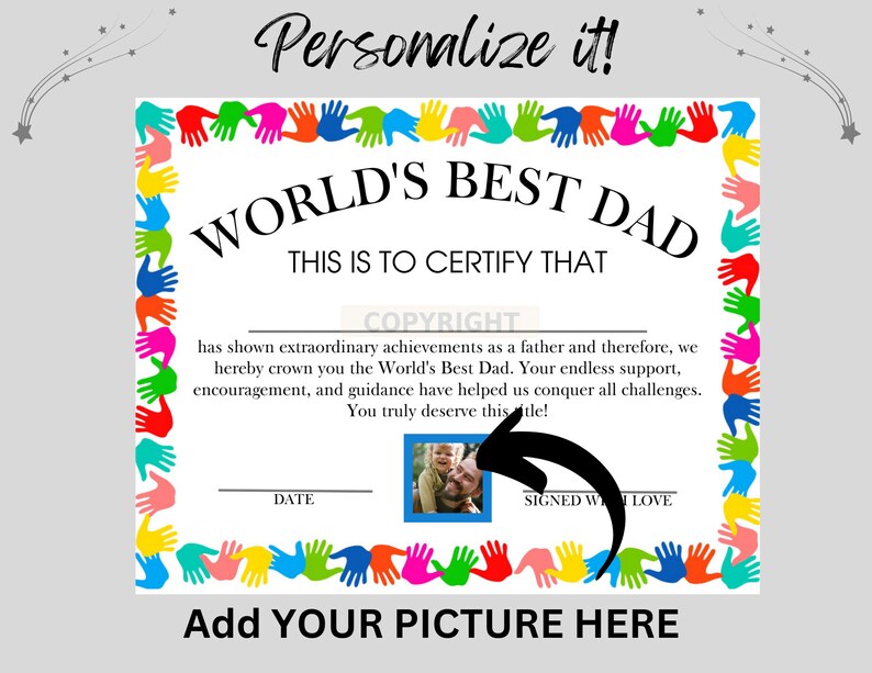FATHER'S DAY Award Certificate Editable Father's Day - Etsy