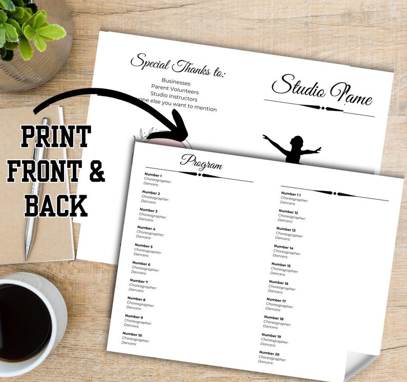 Dance Recital Program Template, Ballet Production, Great for Studios ...