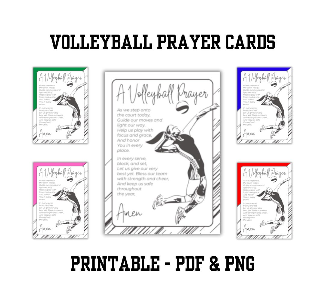 Volleyball Prayer Cards Gift Tags: Support With Inspirational Quotes ...