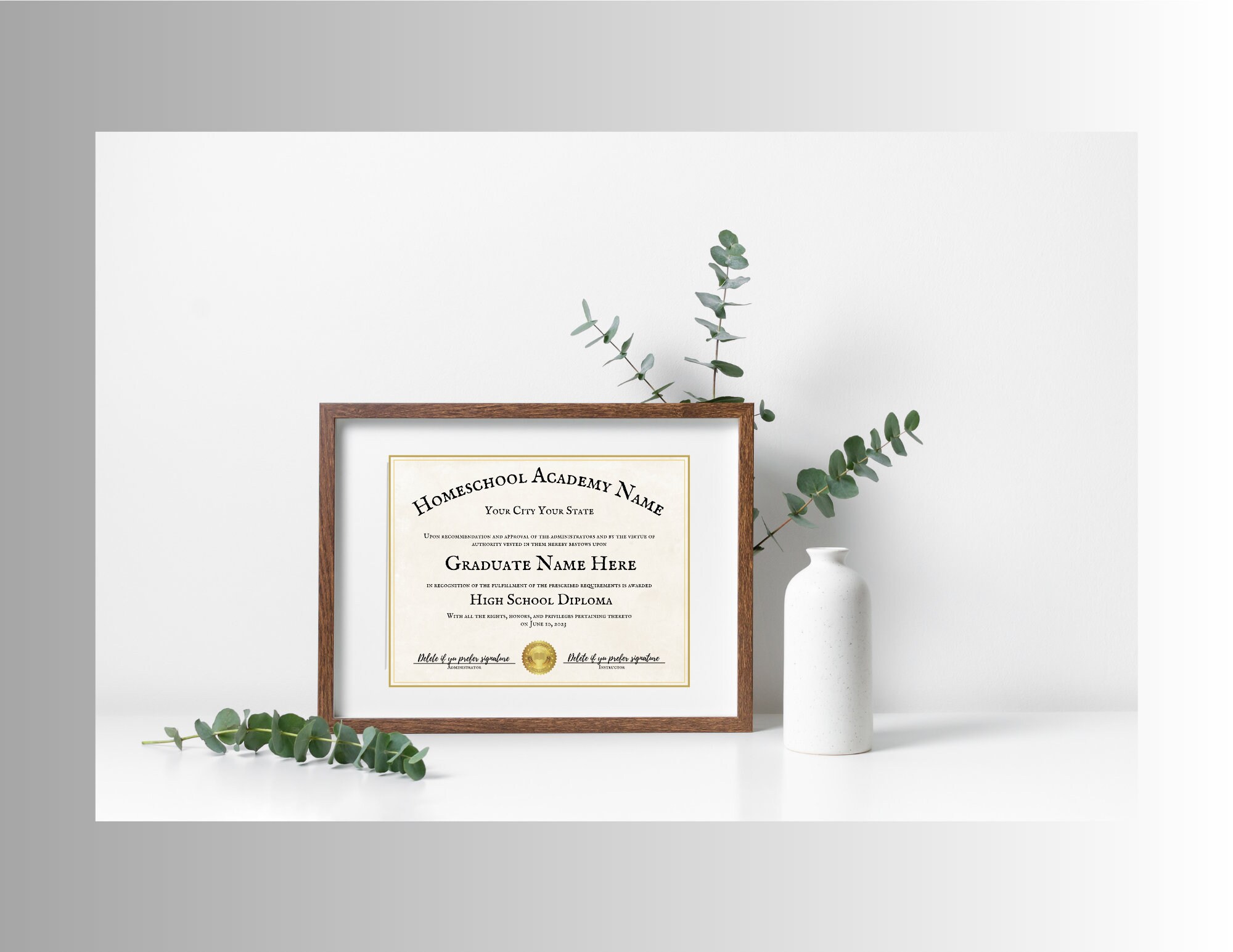 HOMESCHOOL DIPLOMA TEMPLATE Homeschool Graduation Diploma - Etsy