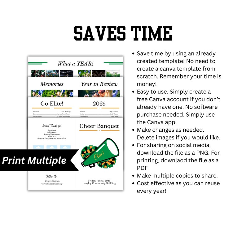 Cheer Banquet Program Template, End of Season, Great for Schools, Teams ...