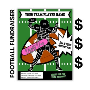 EDITABLE FOOTBALL Fill in Fundraiser Template Football Fill & Fund ...