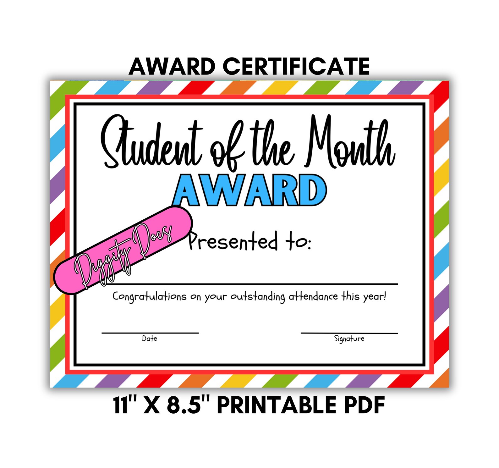 STUDENT of the MONTH Certificate - School Award Printable PDF | School ...