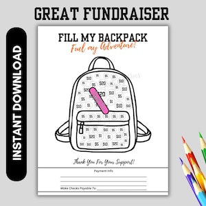 FILL MY Backpack Fundraiser | Printable 8.5" X 11" Color-in Donation ...