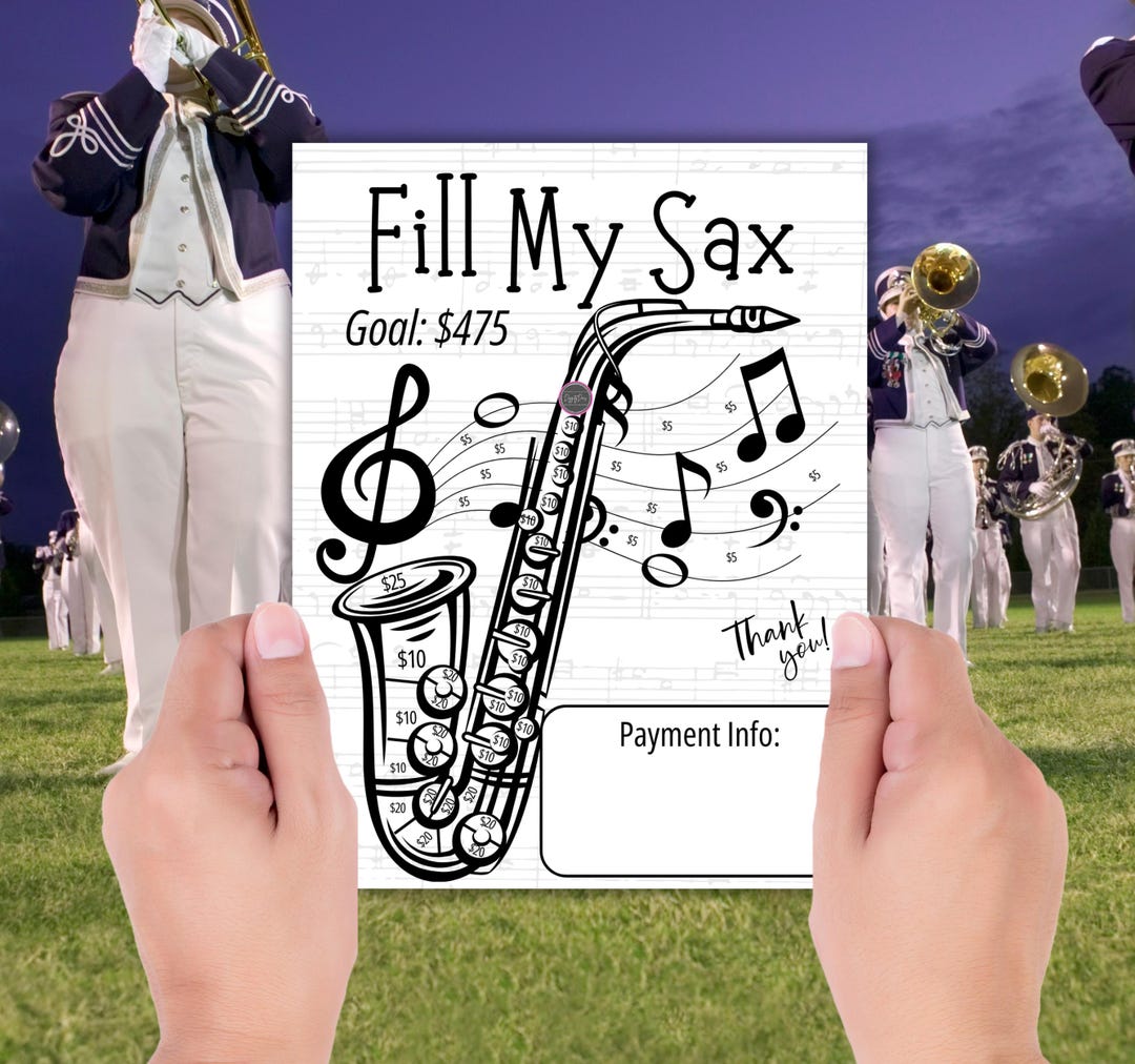 Fill My Sax Fundraiser Tracker Printable, Digital Download PDF, Color ...