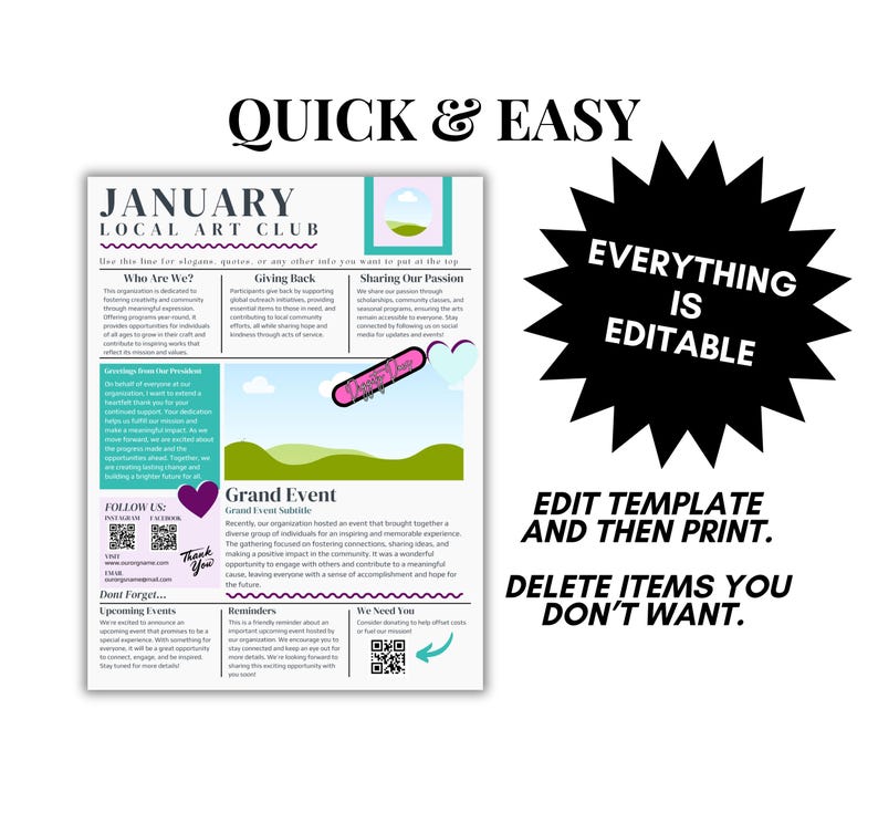 Editable Professional Newsletter Template, Customizable for Businesses ...