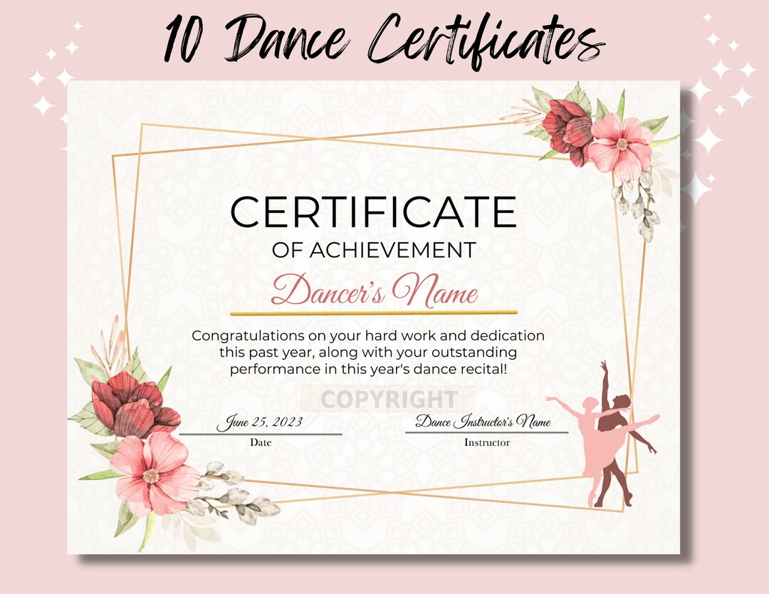 DANCE AWARD EDITABLE Certificates Bundle End of Year - Etsy