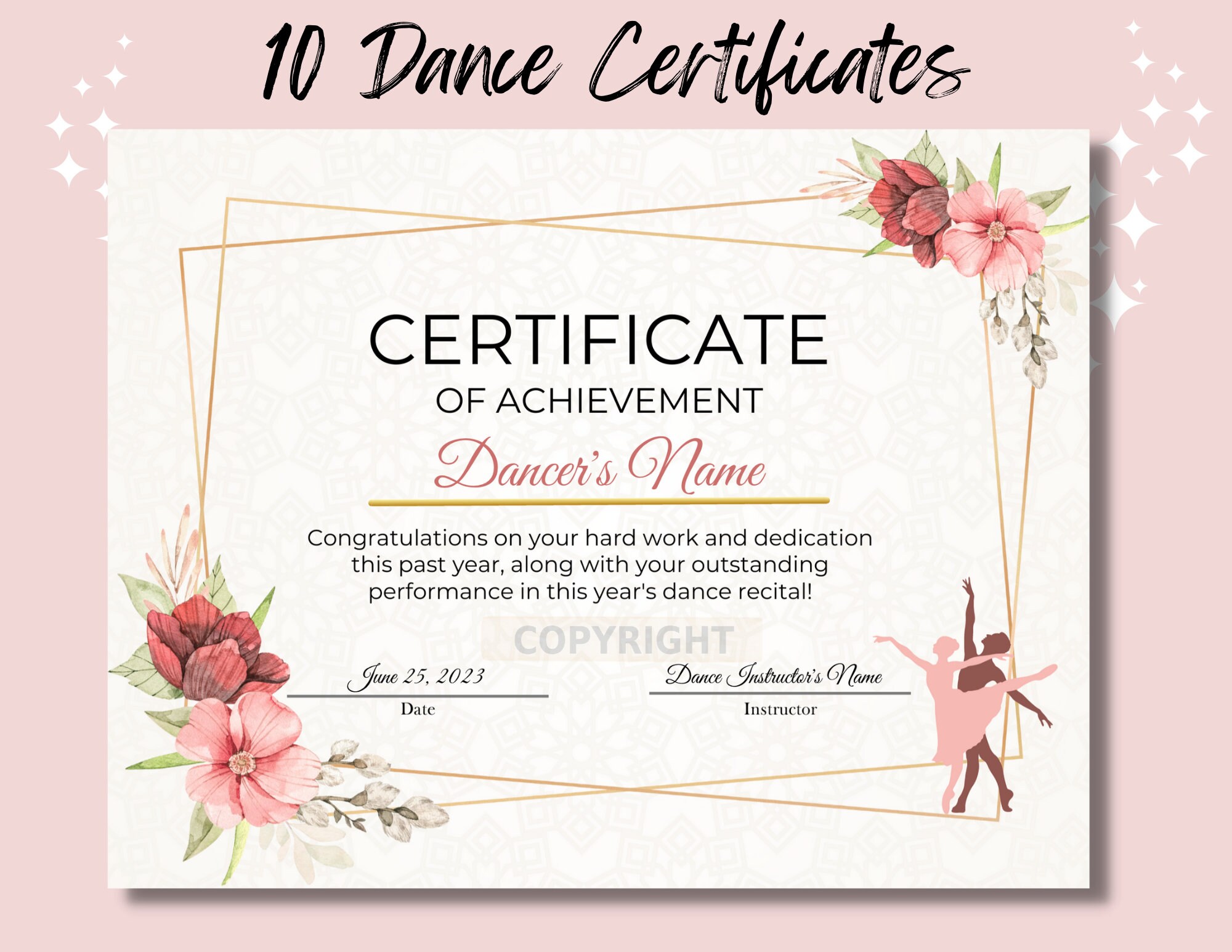 DANCE AWARD EDITABLE Certificates Bundle End of Year - Etsy