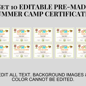 Editable Summer Camp Certificates | Personalize and Celebrate Camp ...