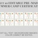 Editable Summer Camp Certificates | Personalize and Celebrate Camp ...