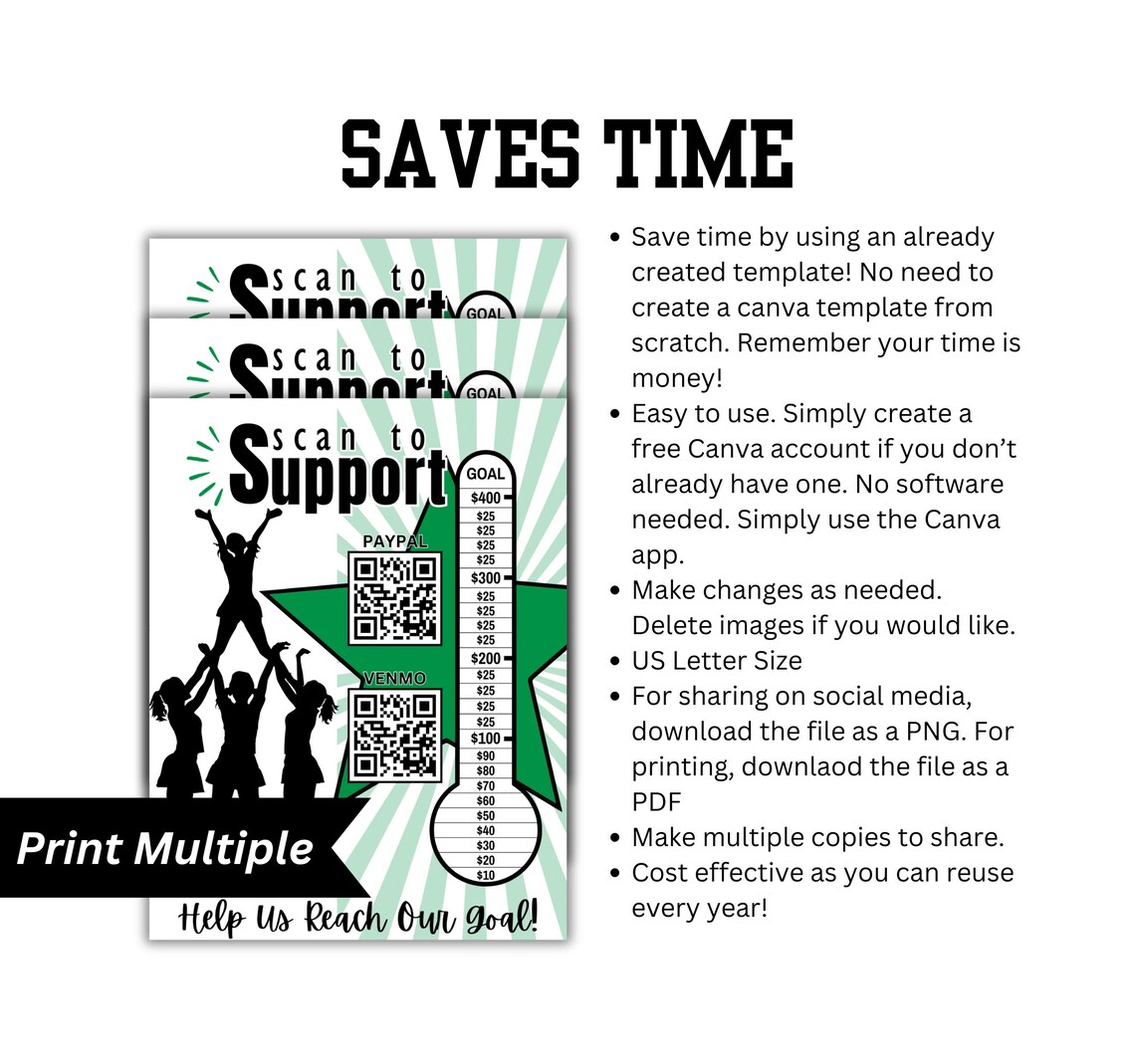 CHEER Fundraiser, Meter Fundraiser, Percentage, Editable CHEER ...