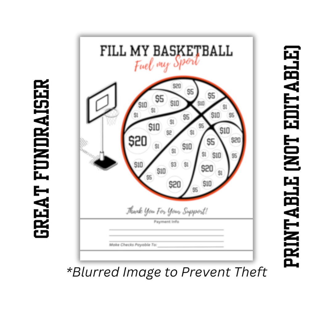 Fill My Basketball Fundraiser | Printable 8.5" X 11" | Color-in ...