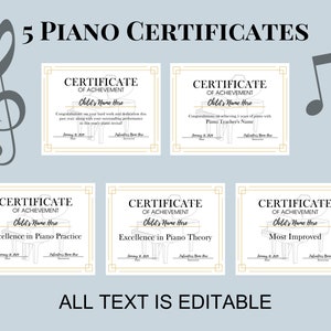 EDITABLE PIANO RECITAL Certificates | Piano Awards | Piano Theory ...