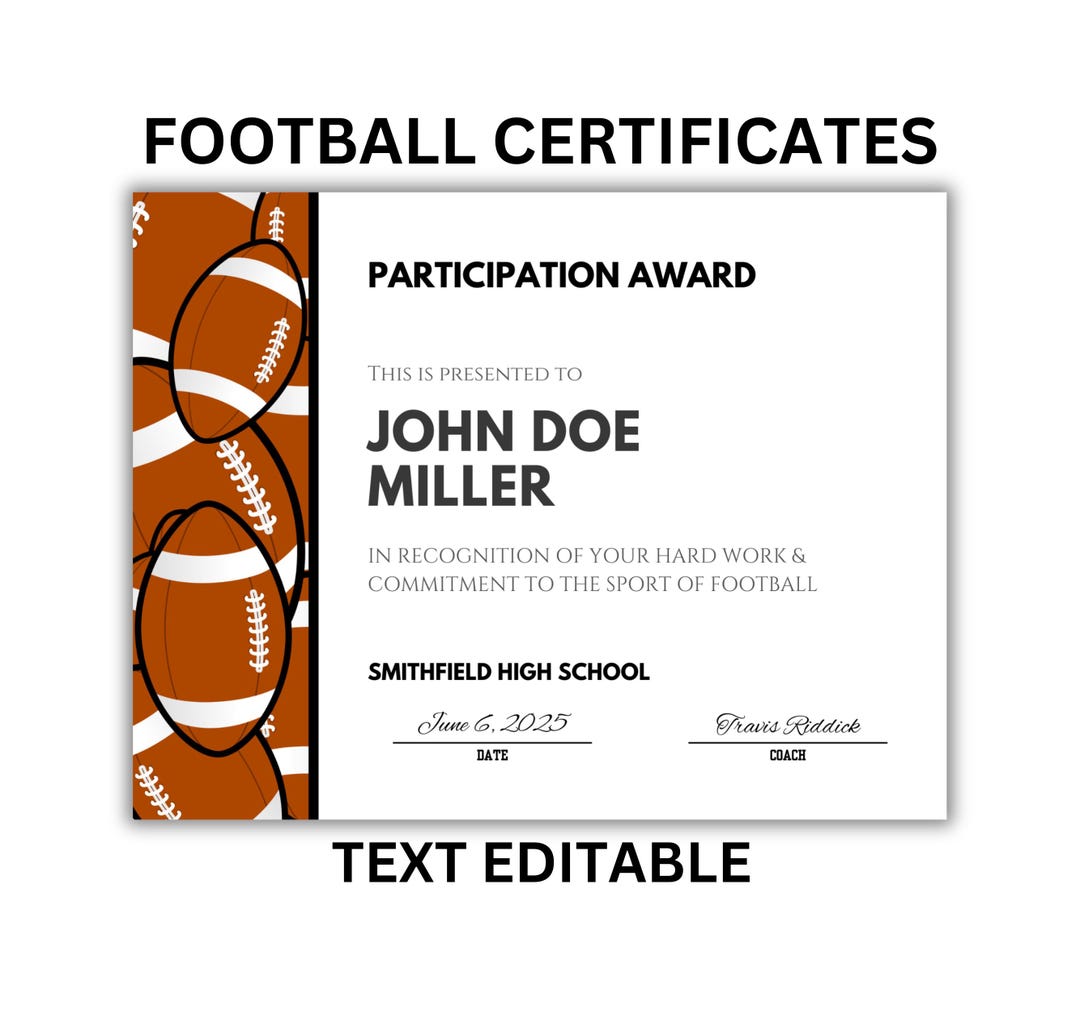 FOOTBALL Award Certificate Templates | MVP Award | Football ...