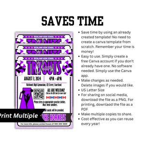 EDITABLE CHEER TRYOUT Flyer for High School or Competitive Cheer, Fully ...
