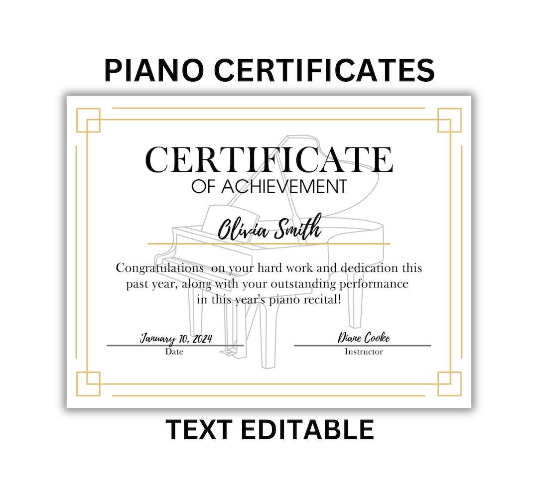 EDITABLE PIANO RECITAL Certificates | Piano Awards | Piano Theory ...