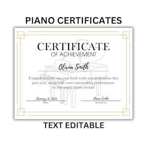 EDITABLE PIANO RECITAL Certificates | Piano Awards | Piano Theory ...