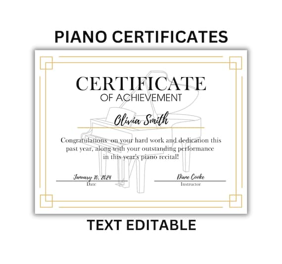 Certificado De Excelencia En Recital De Piano Curso De Piano Online