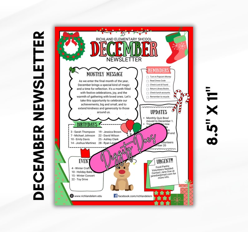DECEMBER MONTHLY NEWSLETTER, All Elements Are Editable, Great for ...