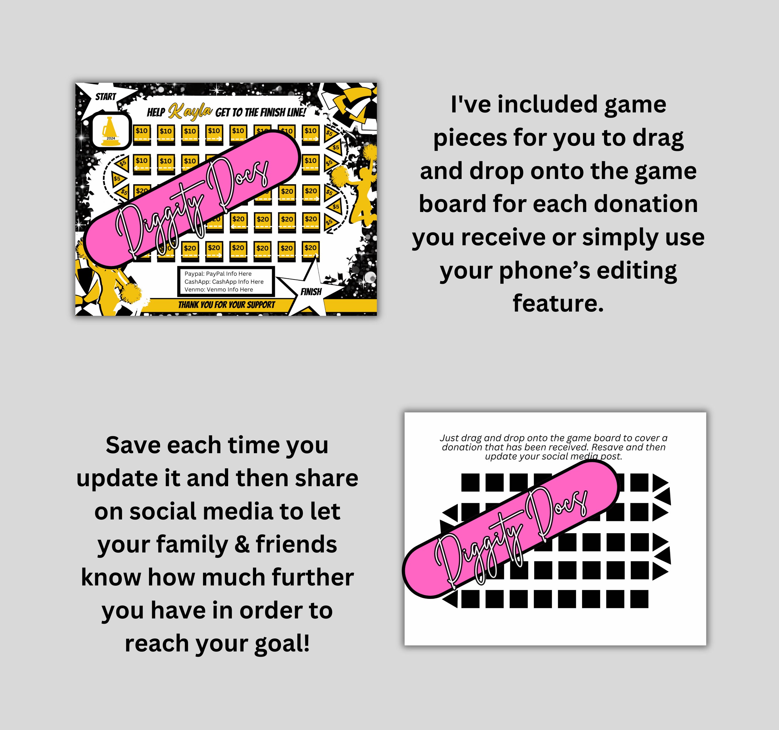 CHEER FUNDRAISER Game Board | Editable Cheer Fundraising Game | Cheer ...