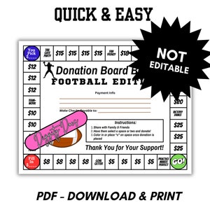 FOOTBALL Fundraiser Printable | Donation Board Bash | AAU Travel ...