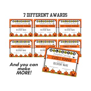 Halloween PUMPKIN CARVING Award Certificates - Fully Editable, Fun ...