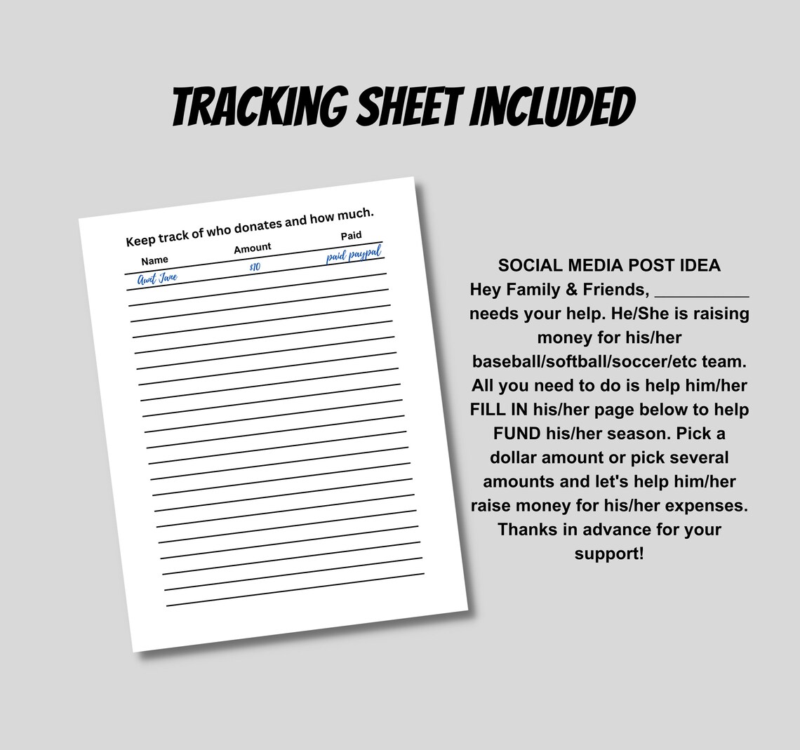 BASEBALL FUNDRAISER Editable | Template Sheet | AAU Baseball Fundraiser ...