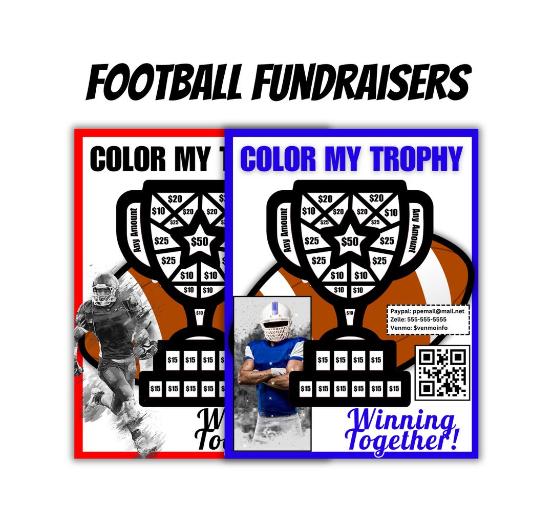 Editable Football Fundraiser Color My Trophy, Fill My Trophy, Great for ...