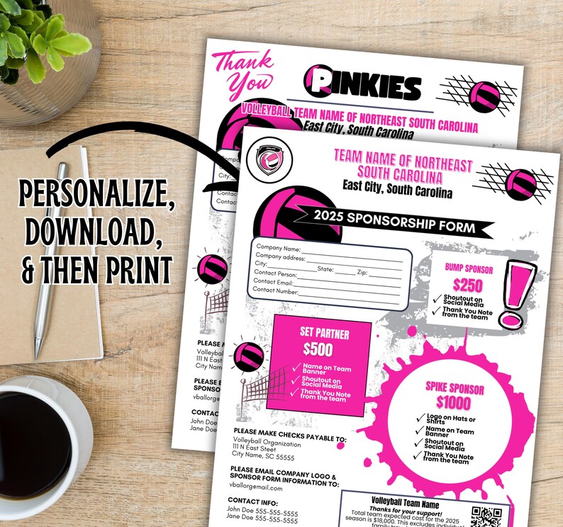 Volleyball Sponsorship Flyer Template, Teams, Editable Template for ...