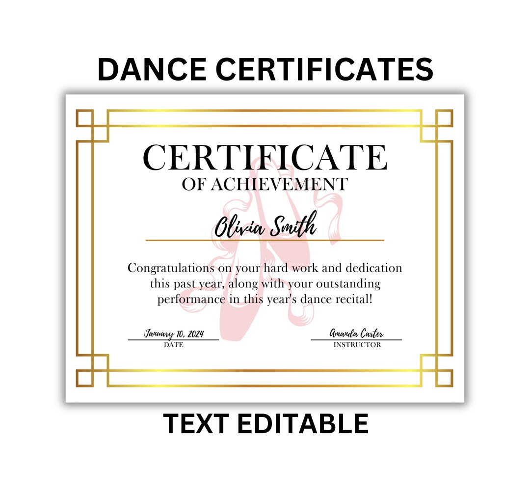 DANCE CERTIFICATES | Best Overall Dancer, Top Tap Dancer, Jazz Dancer ...