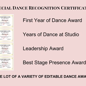 DANCE CERTIFICATES | Best Overall Dancer, Top Tap Dancer, Jazz Dancer ...