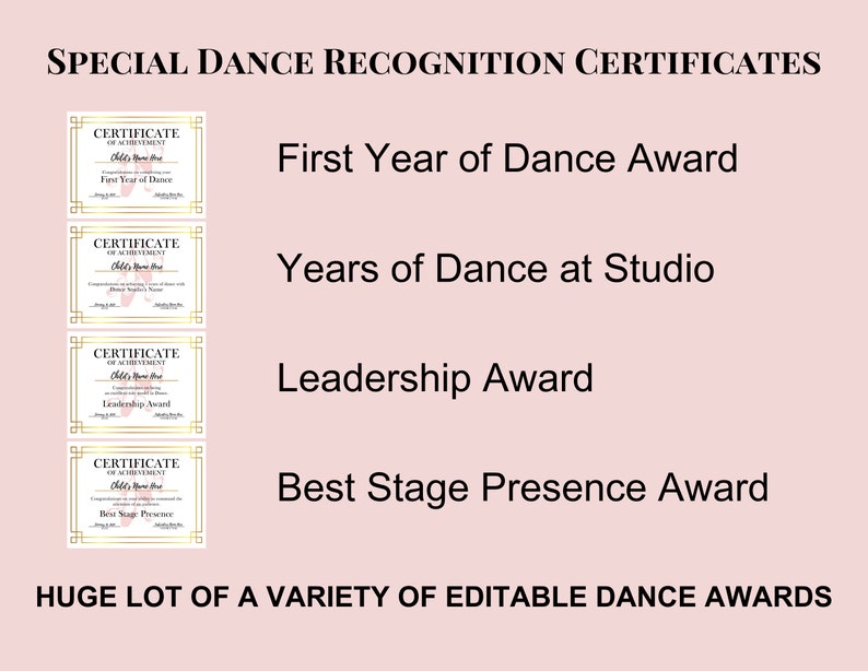 DANCE CERTIFICATES Best Overall Dancer, Top Tap Dancer, Jazz Dancer ...