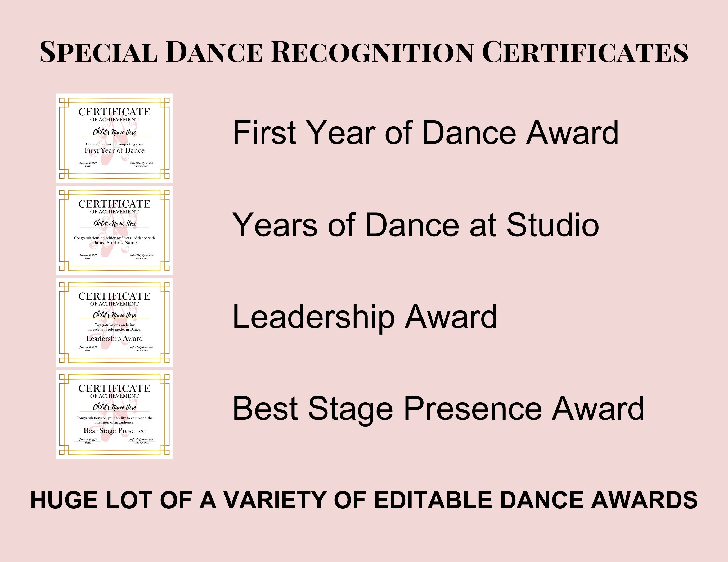 DANCE CERTIFICATES Best Overall Dancer, Top Tap Dancer, Jazz Dancer ...