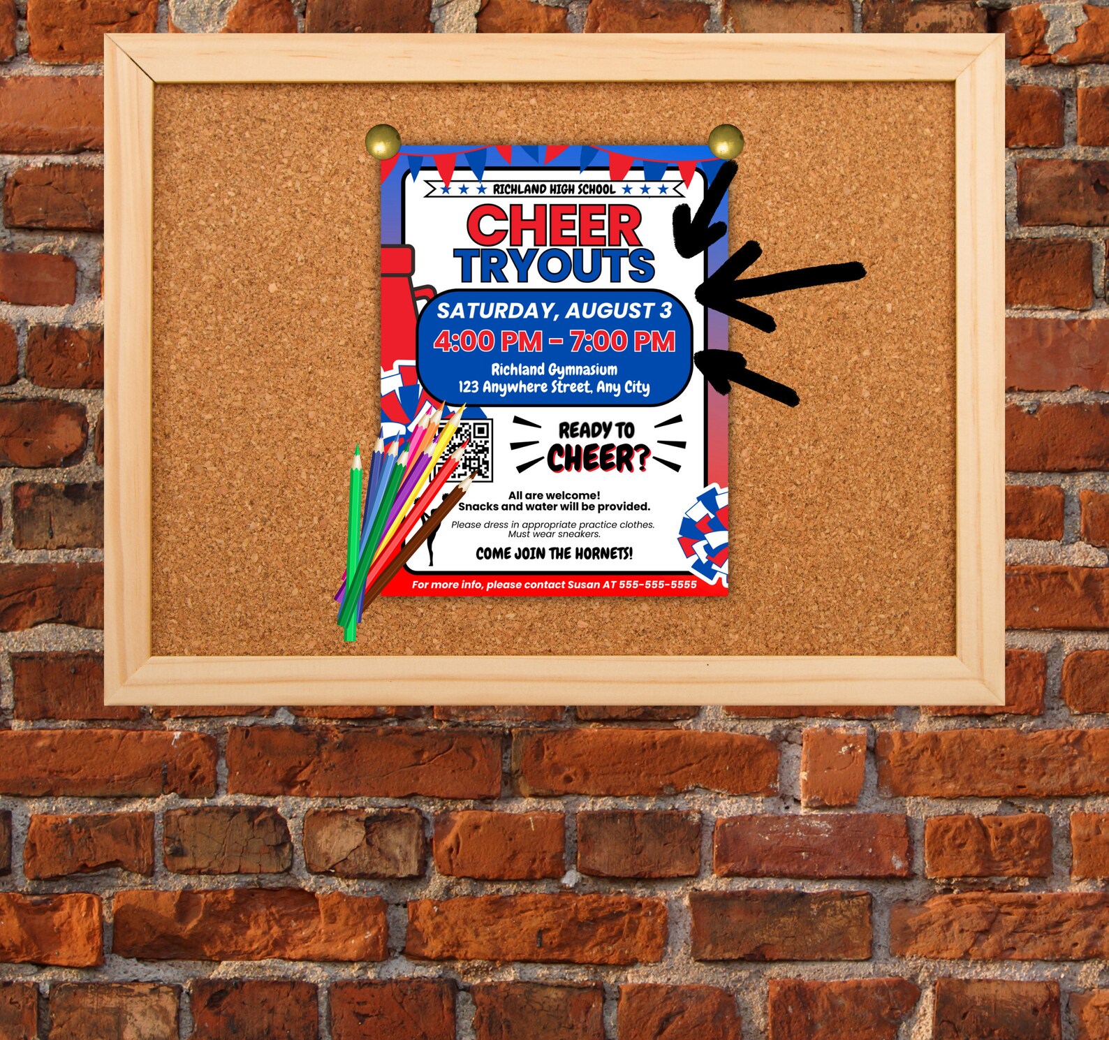 EDITABLE CHEER TRYOUT Flyer for High School or Competitive Cheer, Fully ...