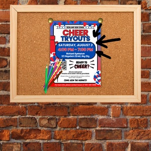 EDITABLE CHEER TRYOUT Flyer for High School or Competitive Cheer, Fully ...