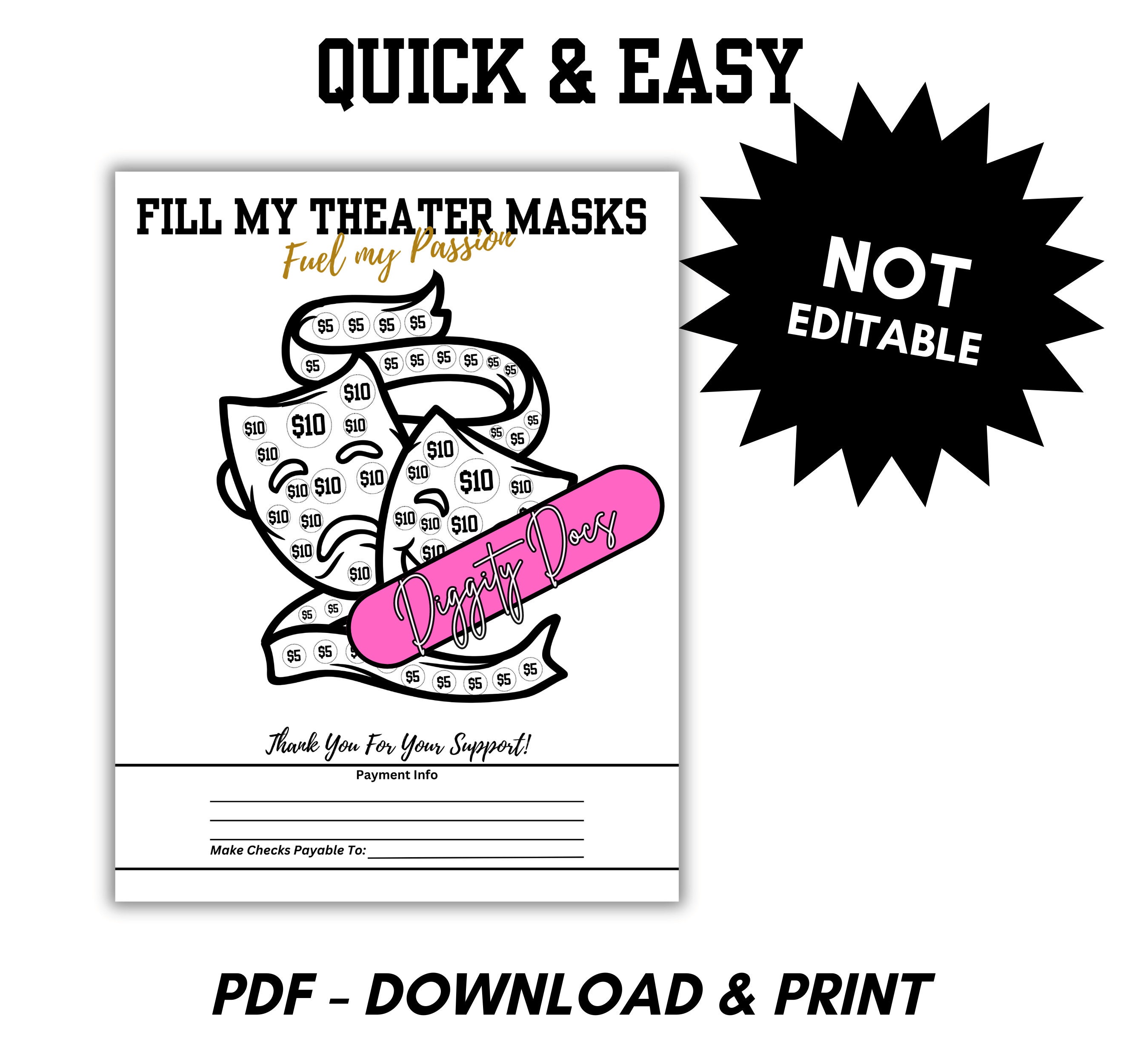 THEATER Fundraiser Printable | FILL My Theater Mask | Drama Club ...
