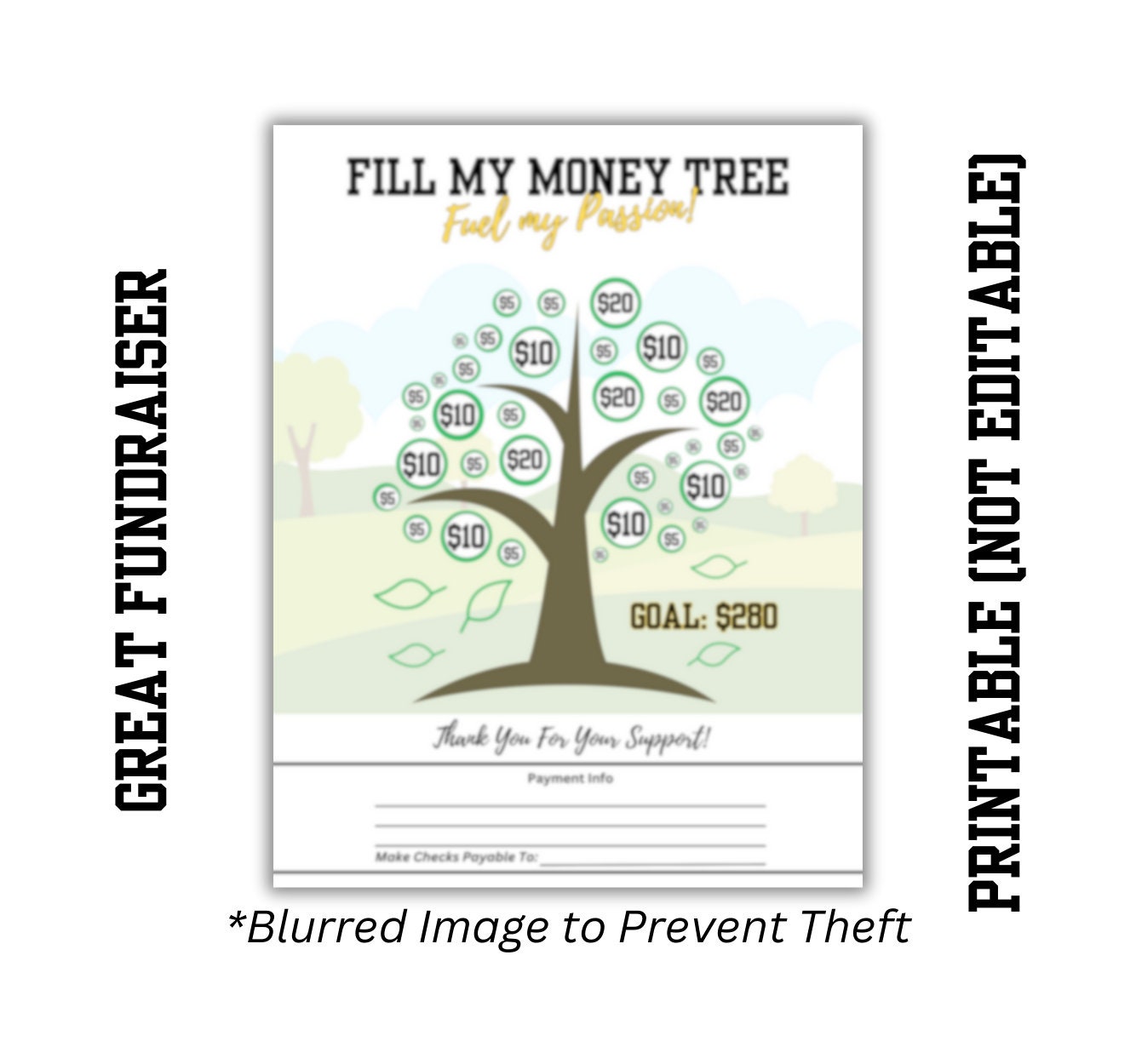 FILL MY Money Tree Fundraiser | Printable 8.5" X 11" Color-in Donation ...