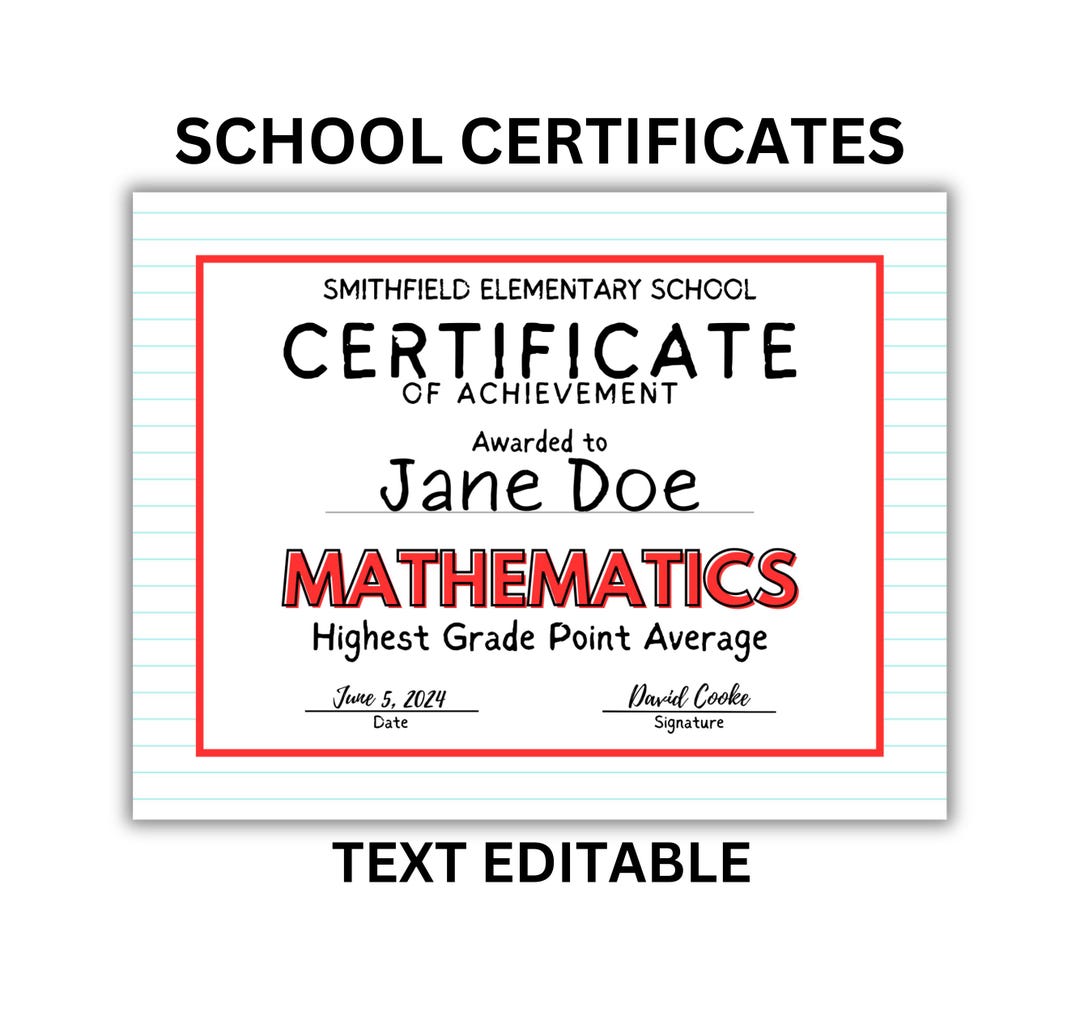 SCHOOL AWARDS Certificates for Several Subjects, Editable, End of Year ...