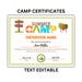 Editable Summer Camp Certificates | Personalize and Celebrate Camp ...
