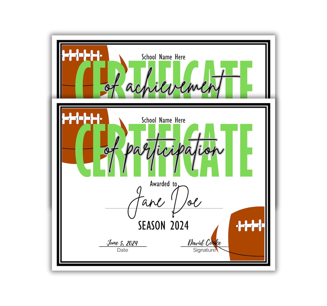 FOOTBALL Certificates Text Editable Football Awards End of Year Awards ...