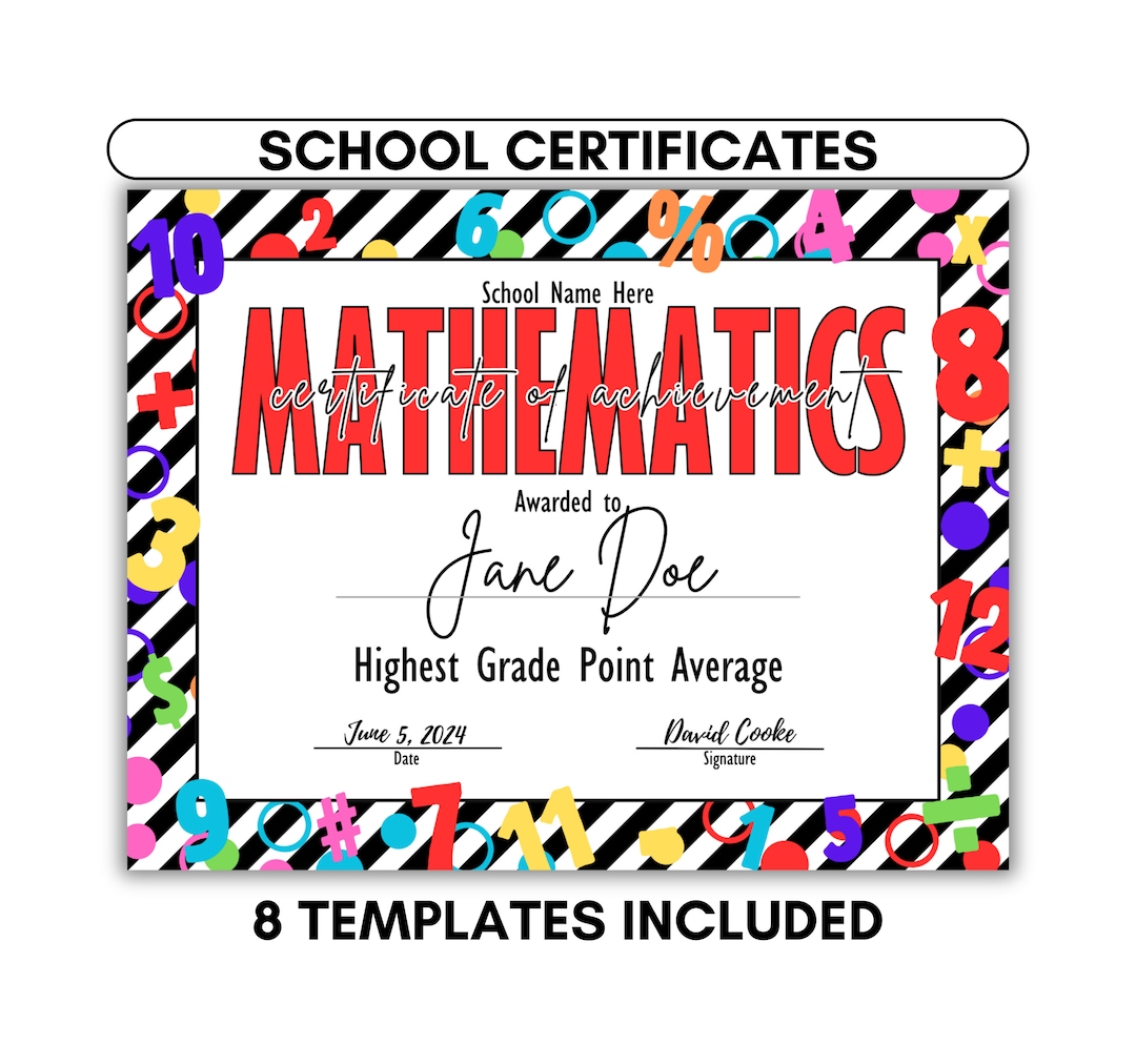 SCHOOL AWARDS Certificates for Several Subjects, Editable, End of Year ...