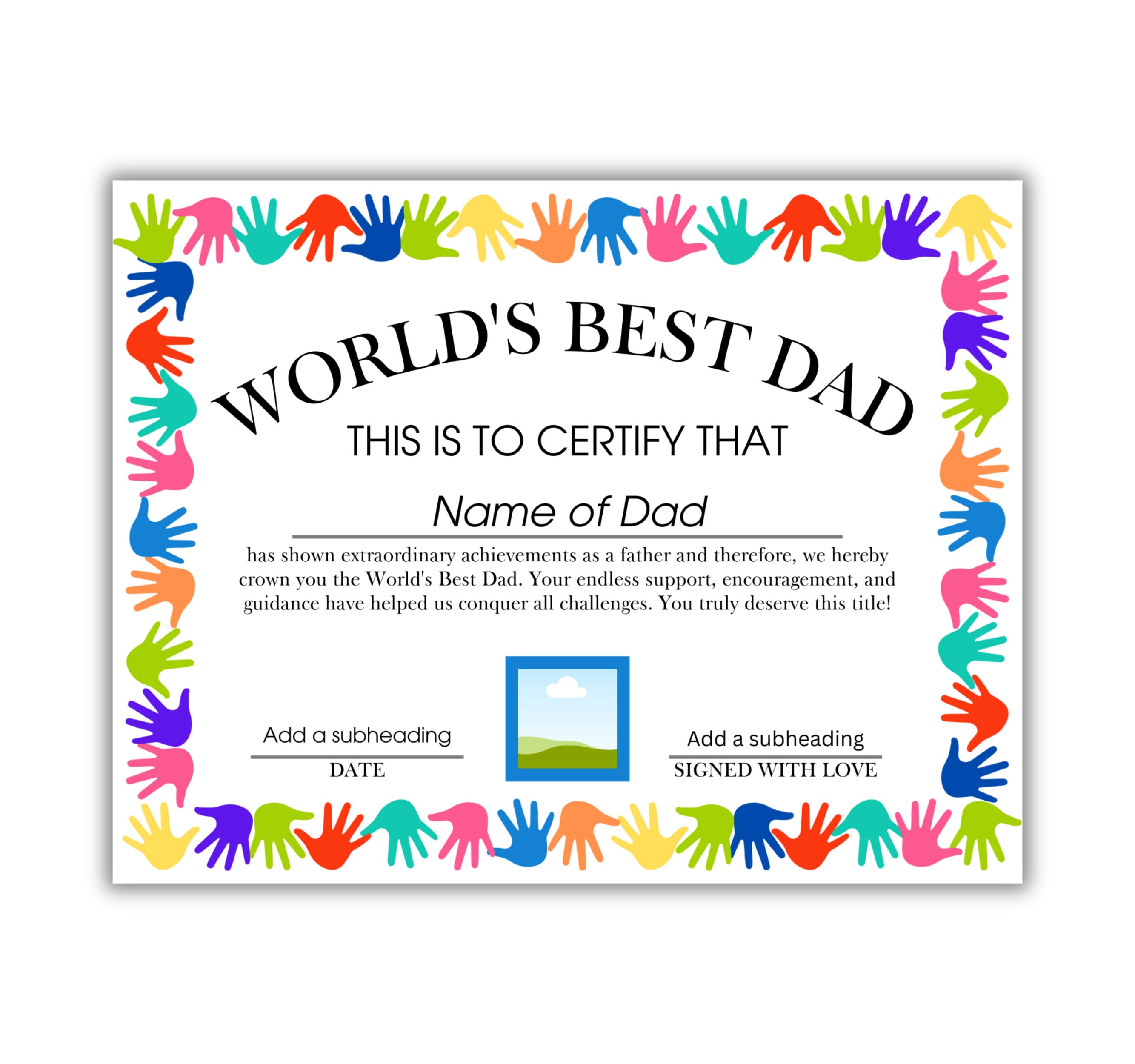 FATHER'S DAY Award Certificate Editable Father's Day Award Gift ...