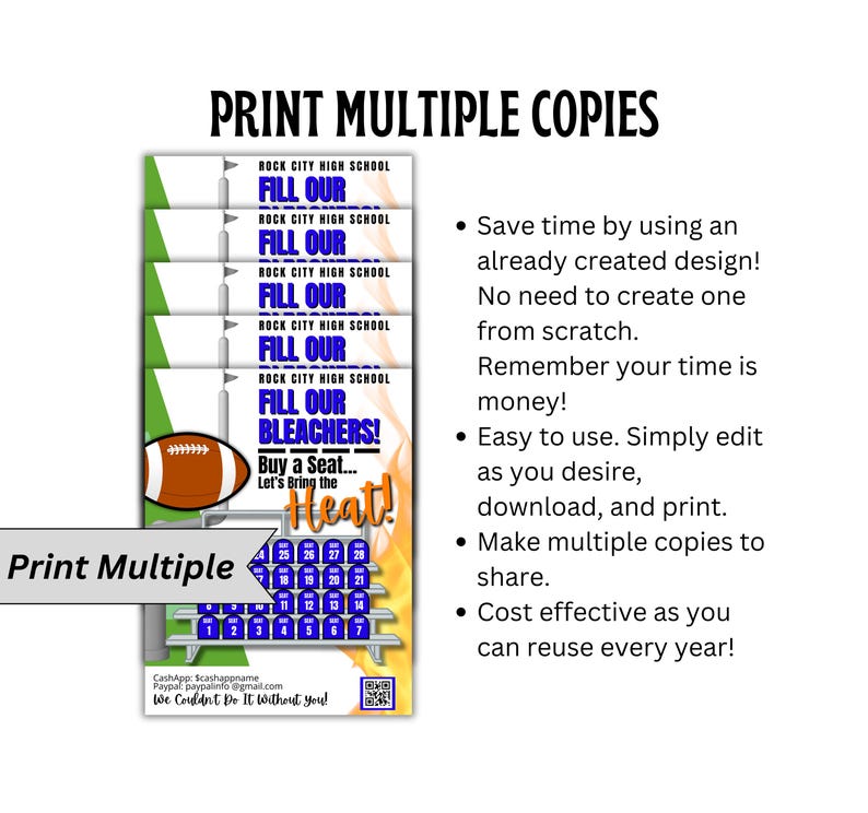 Football Fill My Bleachers Template | Editable Canva Fundraiser Form ...