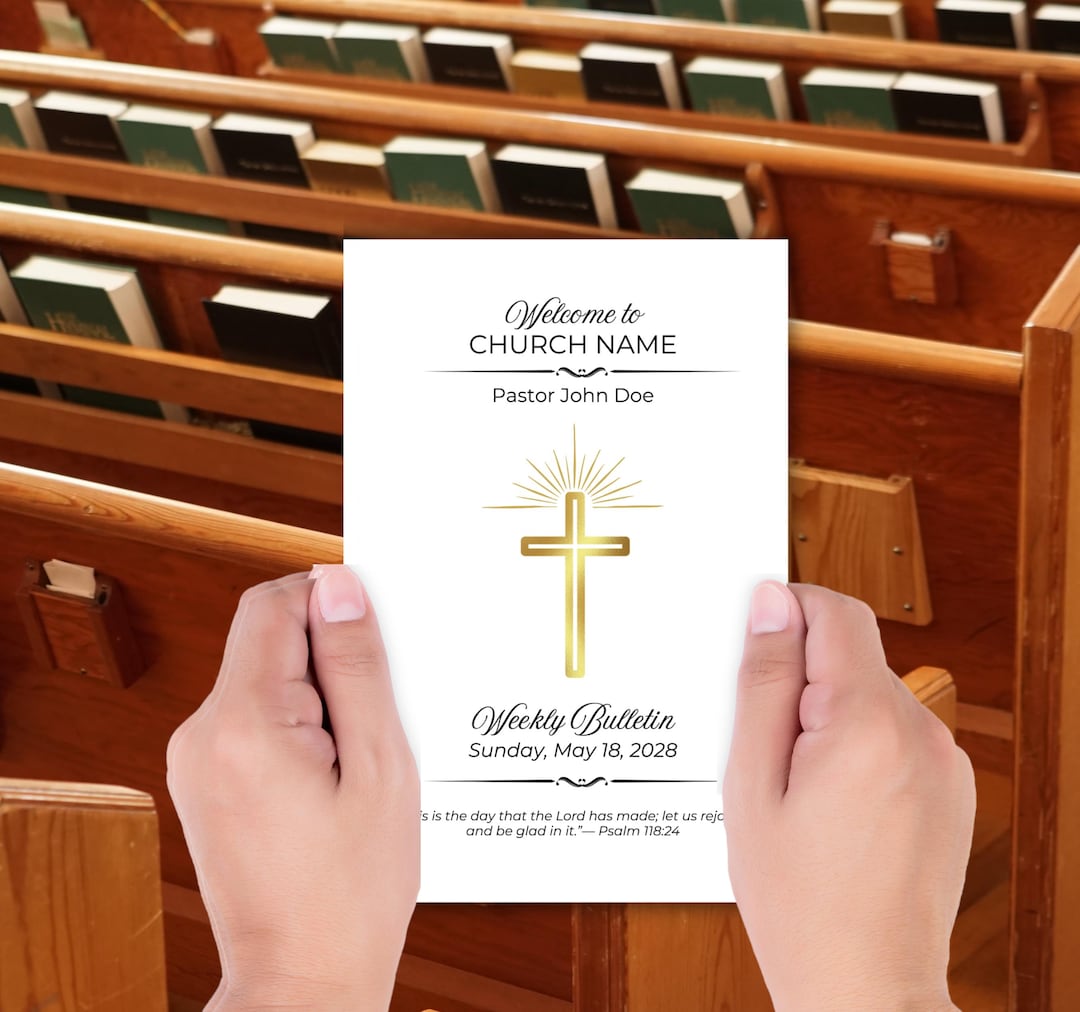 Editable Church Bulletin Template | Custom Canva Bifold Program for ...