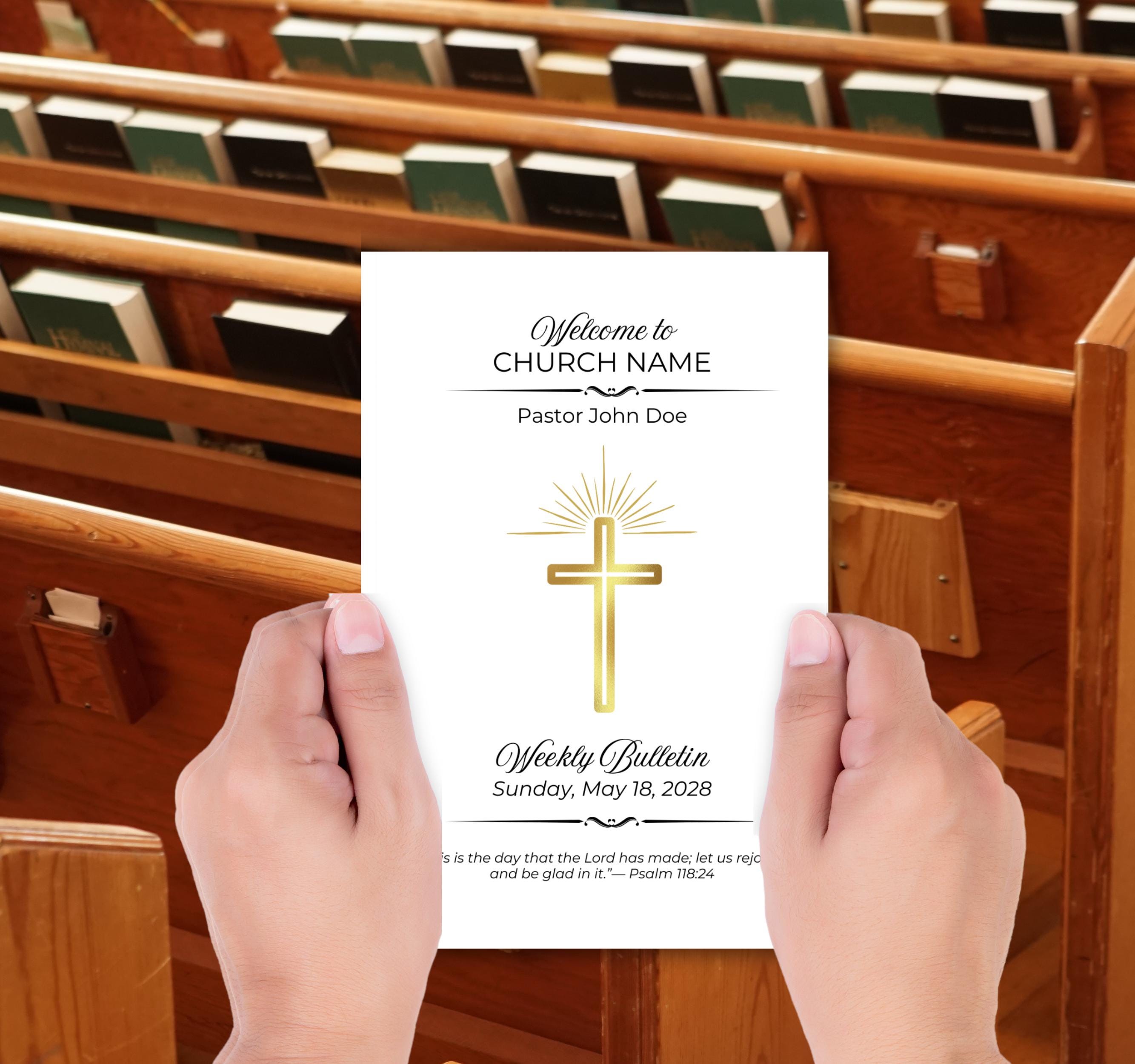 Editable Church Bulletin Template | Custom Canva Bifold Program for ...