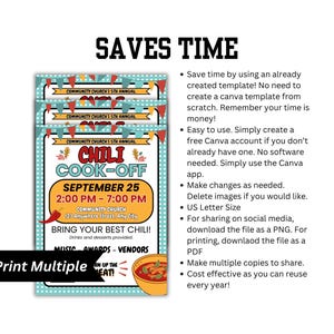 Editable CHILI COOKOFF Flyer, Customizable Fall Event Poster, Autumn ...