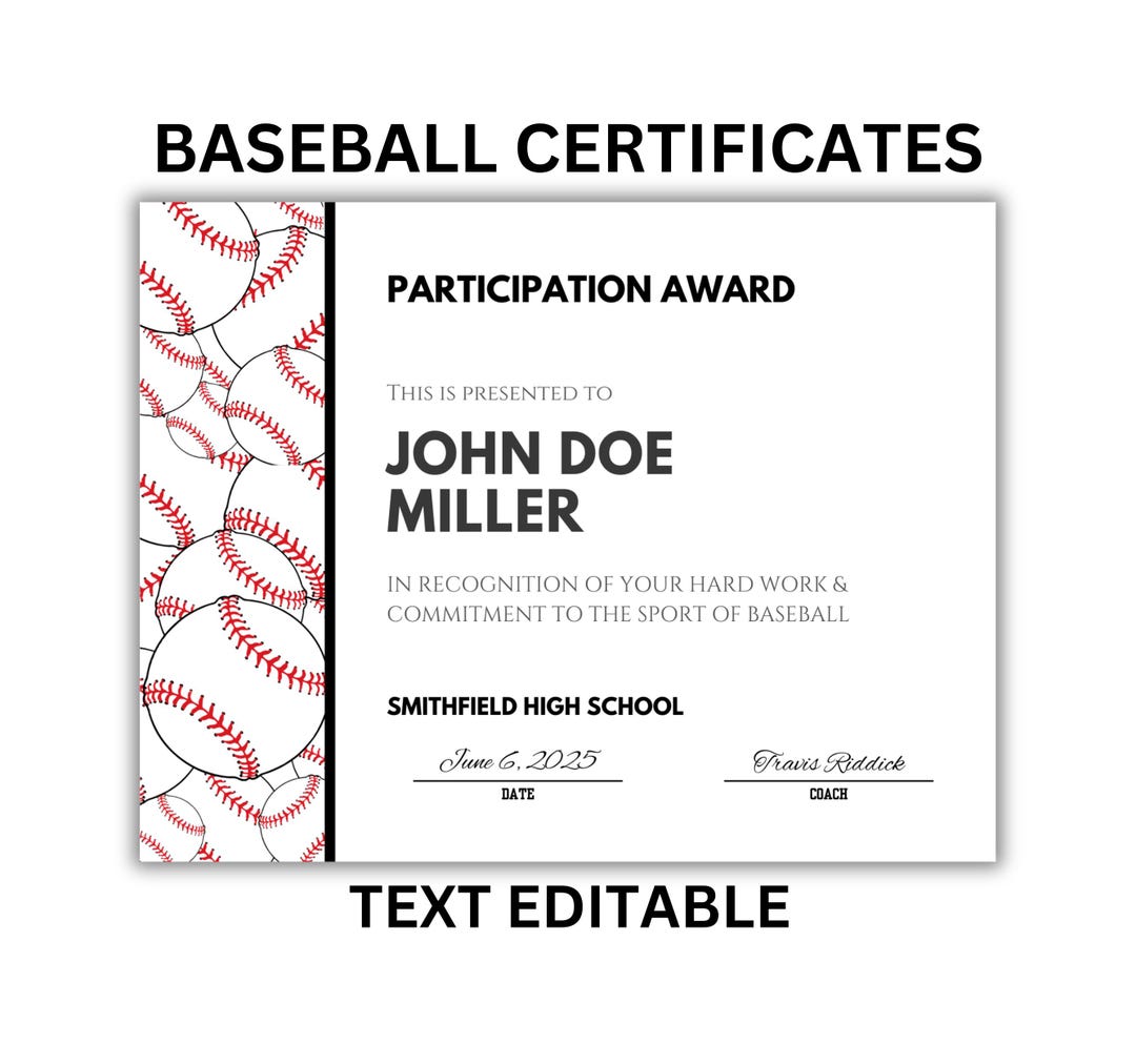 Baseball Award Certificate Templates | MVP Award | Baseball Certificate ...