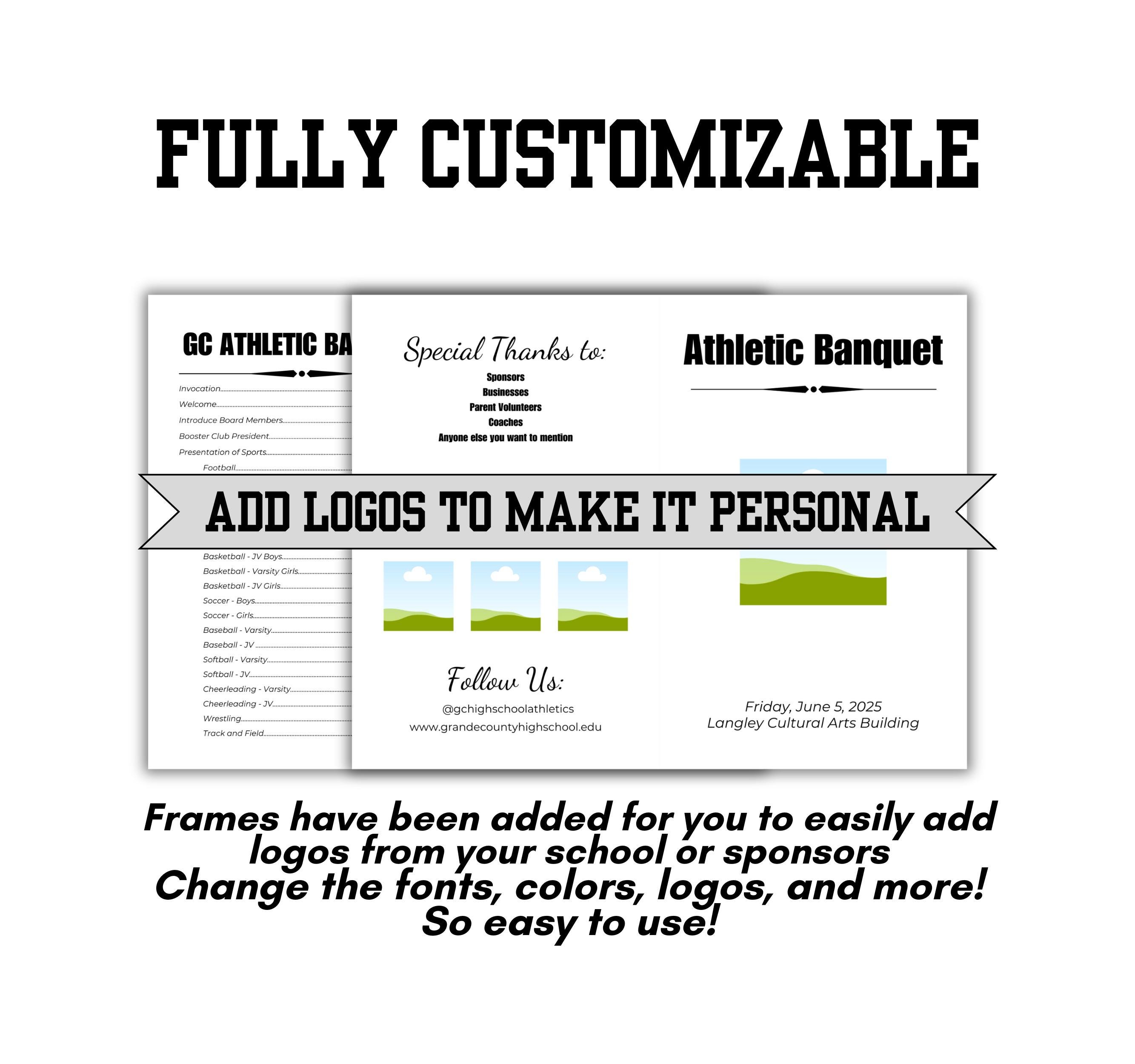Athletic Banquet Program Template, Sports Event, Great for Schools and ...